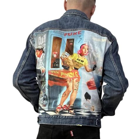 RE WORKED DENIM JACKET SEX PISTOLS POP ART Depop