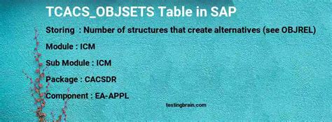 TCACS OBJSETS SAP Table For Number Of Structures That Create Alternatives See OBJREL