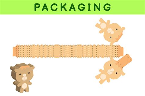 파티 호의 상자 다이 컷 낙타 디자인 과자 사탕 작은 선물 빵집 패키지 템플릿 어떤 목적을 위한 훌륭한 디자인 생일 베이비 샤워 피나타 벡터 스톡 일러스트레이션입니다 0명에