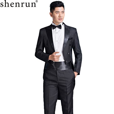 Shenrun 남성 턱시도 슬림 피트 클래식 연미복 스키니 정장 화이트 블랙 웨딩 무대 의상 피아노 공연 가수 4 피스정장