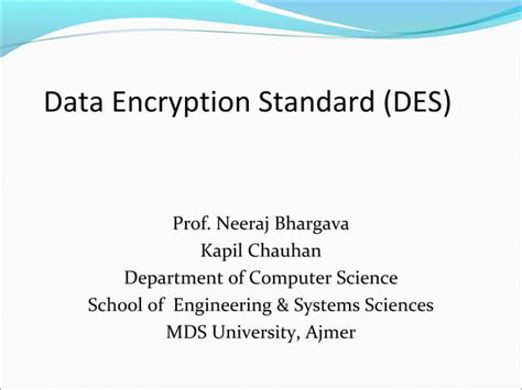 Data Encryption Standard Ppt