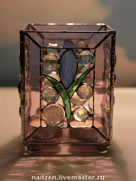 Купить Подсвечник из цветного стекла витраж тиффани Подснежники