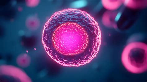 Glowing Pink Cell 3d Render Science Biology Premium Ai Generated Image