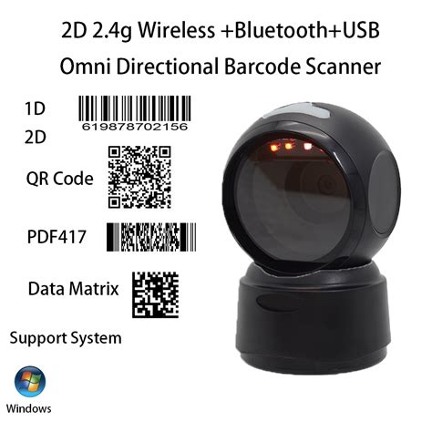 1D 2D Wireless Omni Directional Barcode Scanne QR Code Bar Code Reader Bluetooth Barcode Scanner