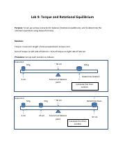 Lab 16 Torque And Rotational Equilibrium Pdf Lab 9 Torque And Rotational Equilibrium Purpose