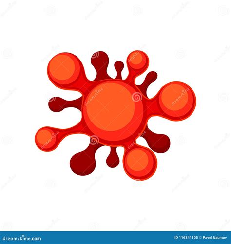 Flat Vector Icon Of Red Round Shaped Virus Or Bacteria Structure Of Disease Causing Pathogen