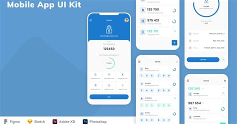 Authenticator Mobile App Ui Kit Ux And Ui Kits Ft Authenticator