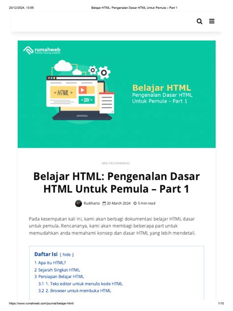 Belajar Html Pengenalan Dasar Html Untuk Pemula Part 1 Pdf