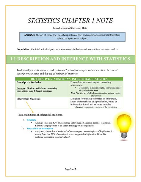 Statistics Chapter 1 Note Statistics Chapter 1 Note Introduction To