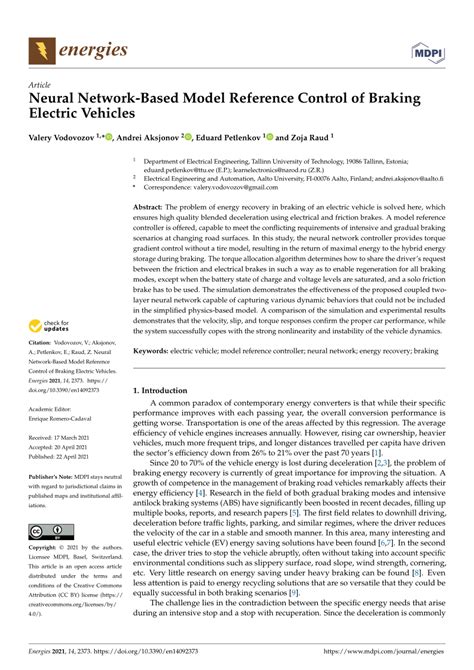 Pdf Neural Network Based Model Reference Control Of Braking Electric Vehicles