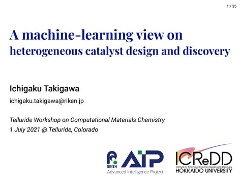 A Machine Learning View On Heterogeneous Catalyst Design And Discovery Speaker Deck