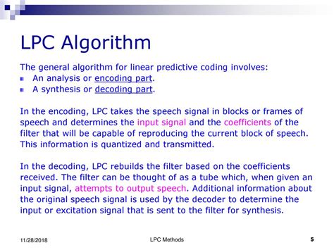 Linear Predictive Coding Methods Ppt Download