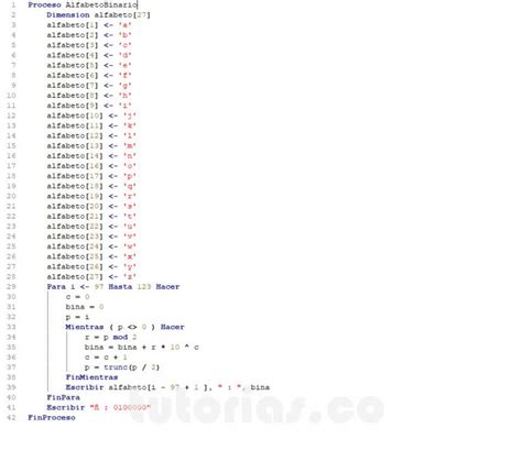 Arreglos Pseint Alfabeto Binario