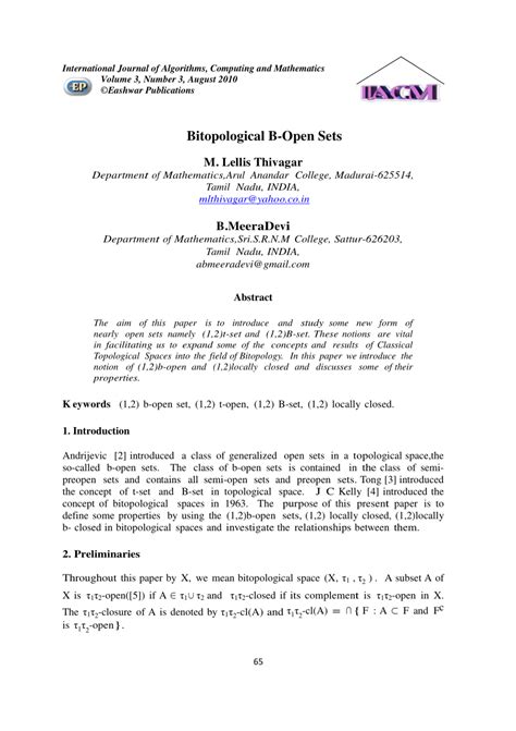 Pdf Bitopological B Open Sets