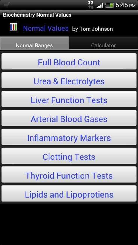 Biochemistry Normal Values App Gives Android Users Free Reference Ranges For Common Lab Tests