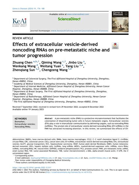 Pdf Effects Of Extracellular Vesicle Derived Noncoding Rnas On Pre