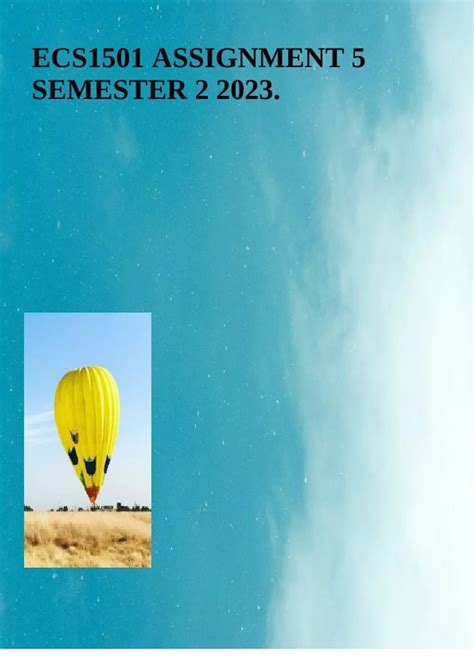 ECS1501 ASSIGNMENT 5 SEMESTER 2 2023 Economics IA Stuvia SA