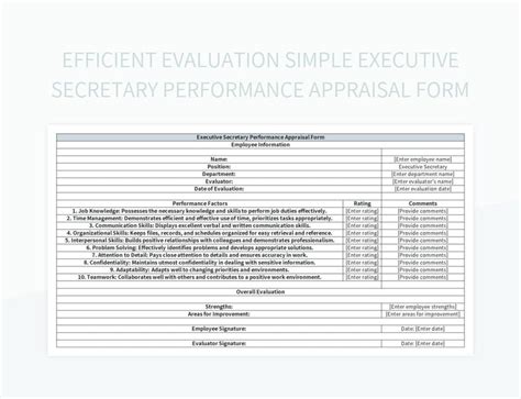 Efficient Evaluation Simple Executive Secretary Performance Appraisal
