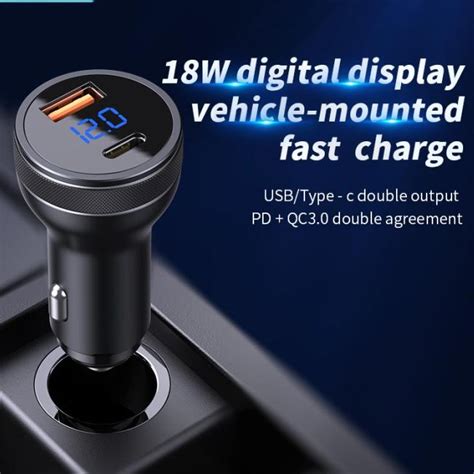 Jual KIVEE 18W CAR CHARGER MOBIL FAST CHARGING TYPE C PD USB QC LED Hitam Shopee Indonesia