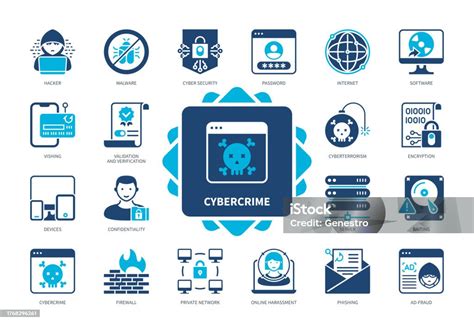 Cybercrime Solid Icon Set Stock Illustration Download Image Now Accessibility Banking