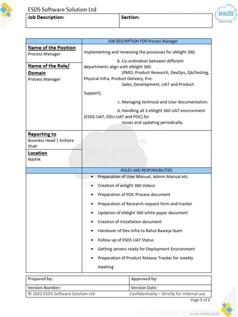 Esds Spoc Hub Process Manager Jd 001 V01 Converted Pdf Systems