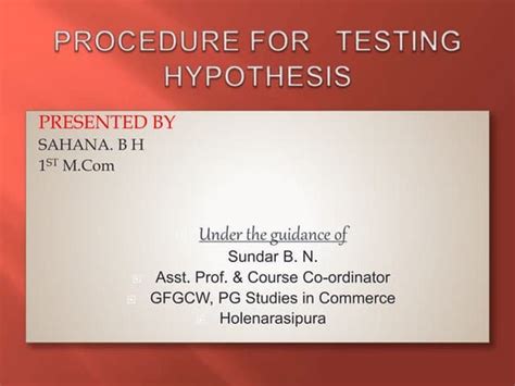 Four Steps To Hypothesis Testing Pptx