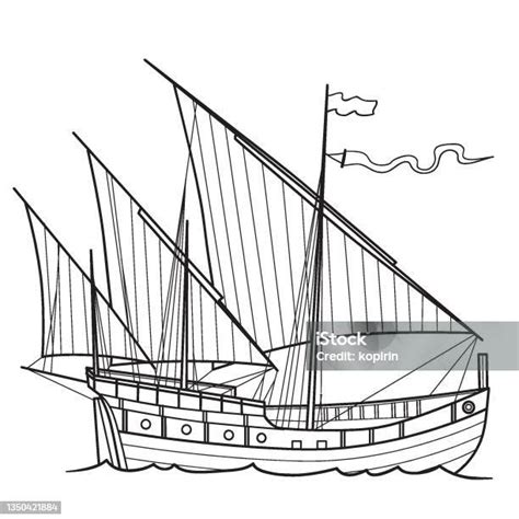 스케치 중국 항해 선박 색칠 공부 흰색 배경에 고립 된 개체 만화 일러스트 벡터 고대의에 대한 스톡 벡터 아트 및 기타 이미지