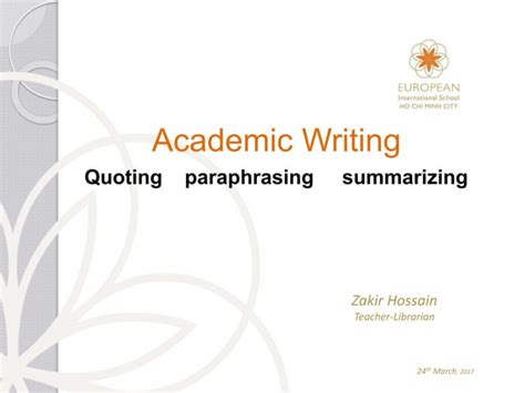 Quoting Paraphrasing And Summarizing PPTX