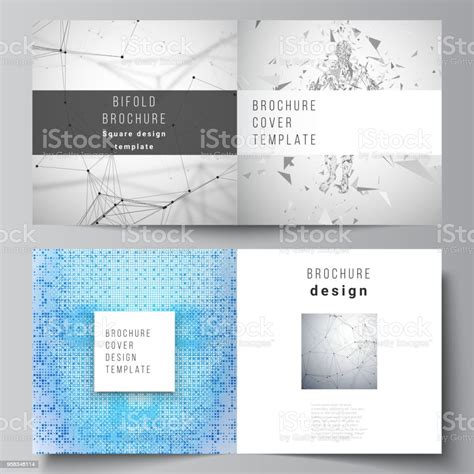 벡터 일러스트 레이 션의 두 편집 레이아웃의 사각형 디자인 Bifold 브로셔 잡지 전단지 책자에 대 한 템플릿을 다룹니다 인공 지능 개념입니다 미래 과학 벡터 일러스트