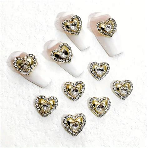 10 قطعة سحر فن الأظافر من السبائك ، مجوهرات أظافر ثلاثية Temu Saudi