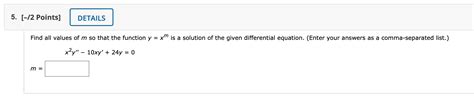 solved 5 [ 72 points] details find all values of m so that
