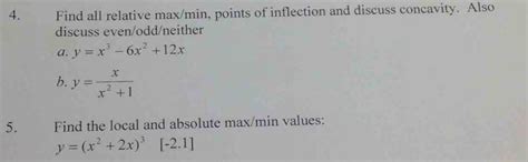 Solved Find All Relative Max Min Points Of Inflection And Chegg Com
