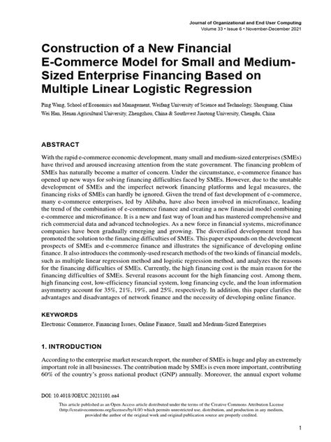 Construction Of A New Financial E Commerce Model F Pdf Small And