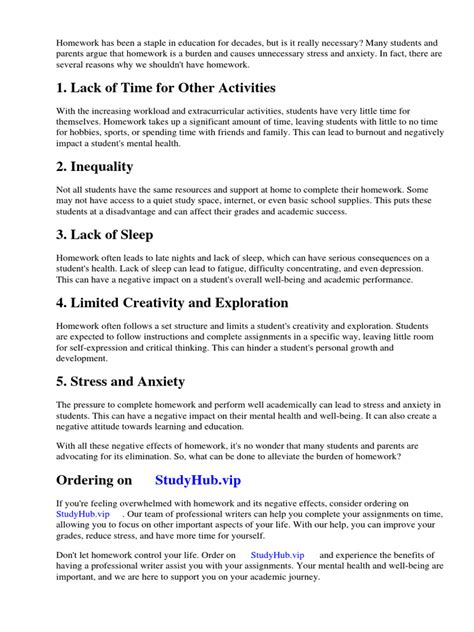 Facts About Why We Shouldnt Have Homework Pdf Homework Cognition