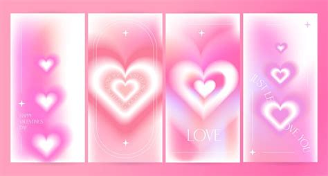 Premium Vector Valentine S Day Yk Aesthetic Card Set With Throbbing Blur Heart Shape Abstract
