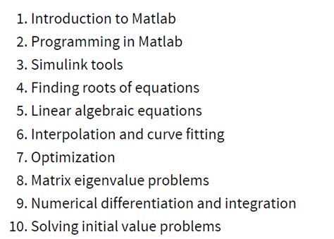 Anyone Have Resources For Matlab To Learn The Following Topics R Matlab