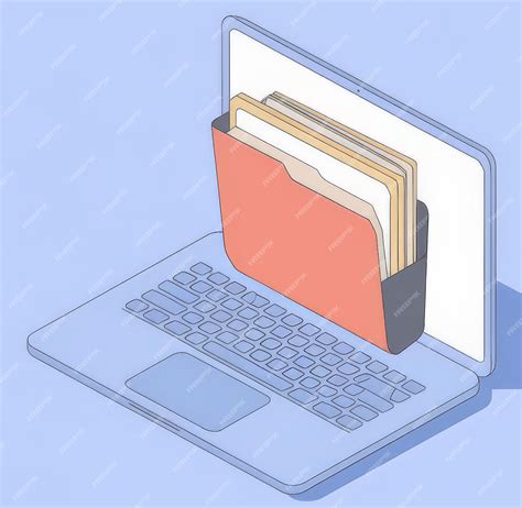 File Folder On Laptop Screen Data Storage Concept Blue Background Premium Ai Generated Vector