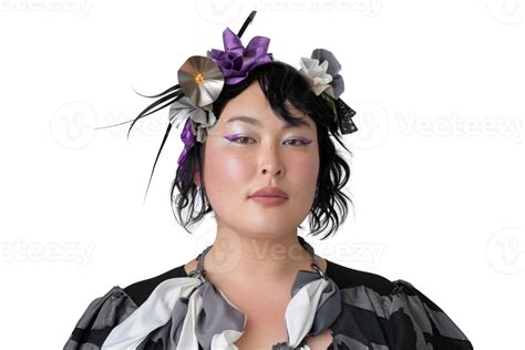 Radiant Asexual Person With Black And Grey Outfit Featuring Floral