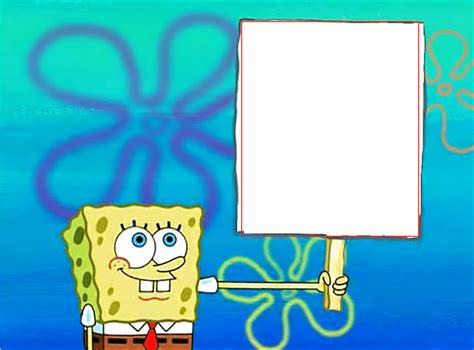 Sponge Bob Holding Sign Blank Template Imgflip