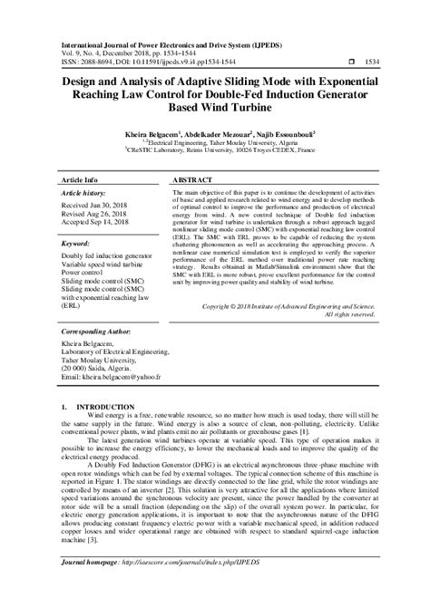 Pdf Design And Analysis Of Adaptive Sliding Mode With Exponential Reaching Law Control For