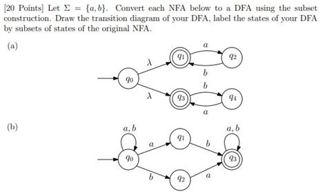 solved [20 ﻿points] ﻿let Σ {a b} ﻿convert each nfa below to