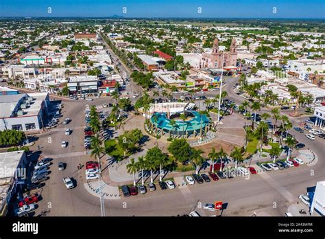 Aerial View Of Plaza 5 De Mayo And Kiosk In Navojoa Sonora Mexico