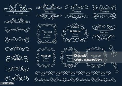 서예 디자인 요소 장식 소용돌이 또는 두루마리 빈티지 프레임 번성 라벨 및 칸막이 레트로 벡터 일러스트레이션 0명에 대한 스톡 벡터 아트 및 기타 이미지 Istock