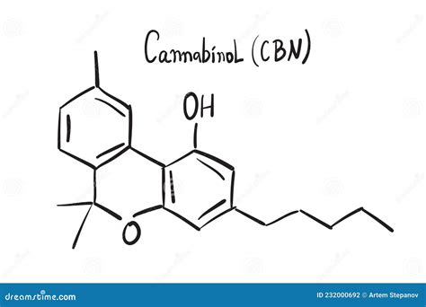 Cannabinol Structural Formula Of Molecular Structure Cartoon Vector 279647407