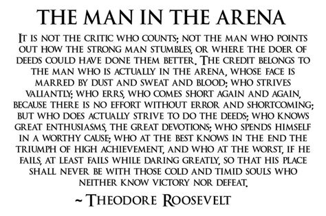 Teddy Roosevelt Man In The Arena Quote Poster Motivational Wall Art