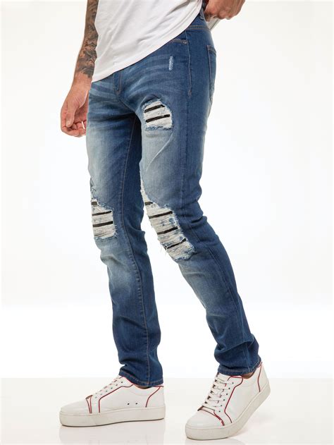 Diego Skinny Ripped Jeans Blue Enzo Jeans