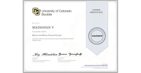 Madhavan V On Linkedin Completion Certificate For Motors And Motor