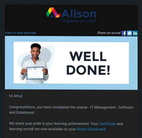 Athul Eldho On Linkedin Alison Software Database Management