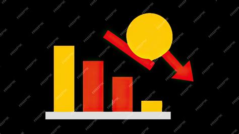 Declining Bar Graph With Red Arrow And Yellow Circle Premium Ai