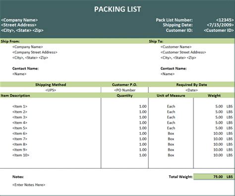 Packing List Template Microsoft Excel Invoices Ready Made Office Templates